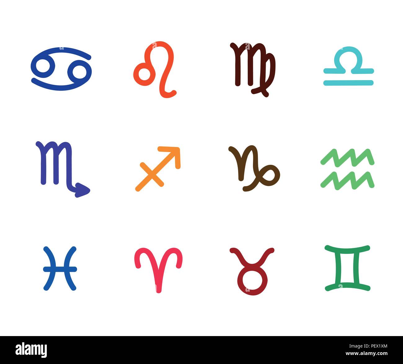 colorful zodiac outline stylized sign horoscope vector illustration ...