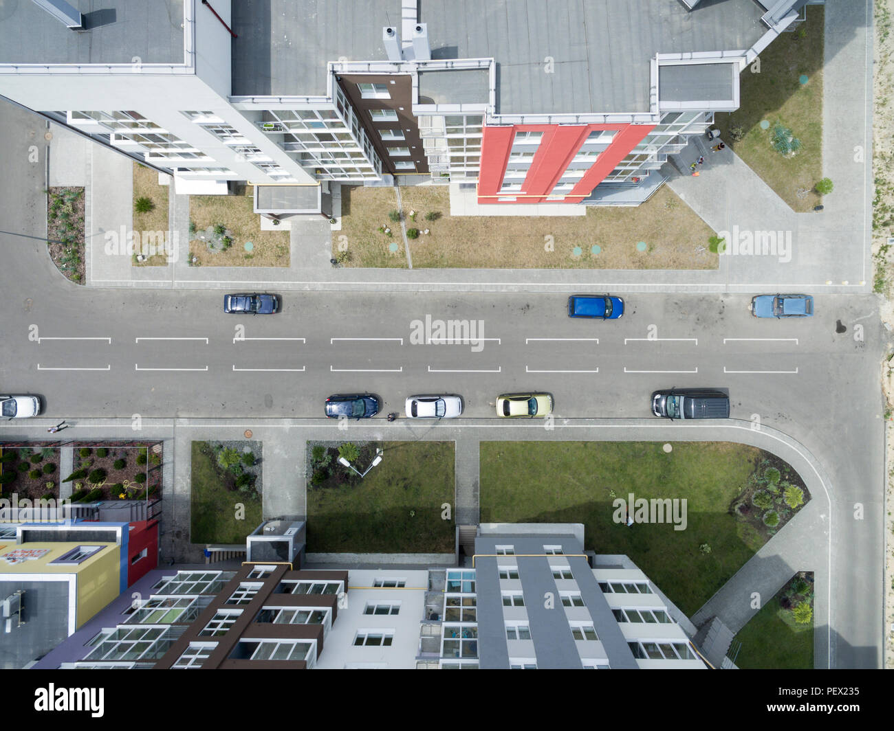 urban courtyard, high-rise building, top view Stock Photo - Alamy