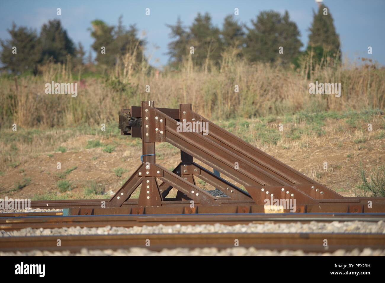 stop train point, safety stopper Stock Photo - Alamy