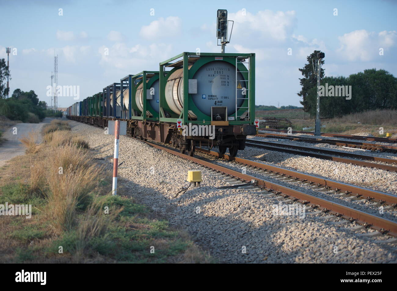 Train run on railway Stock Photo - Alamy