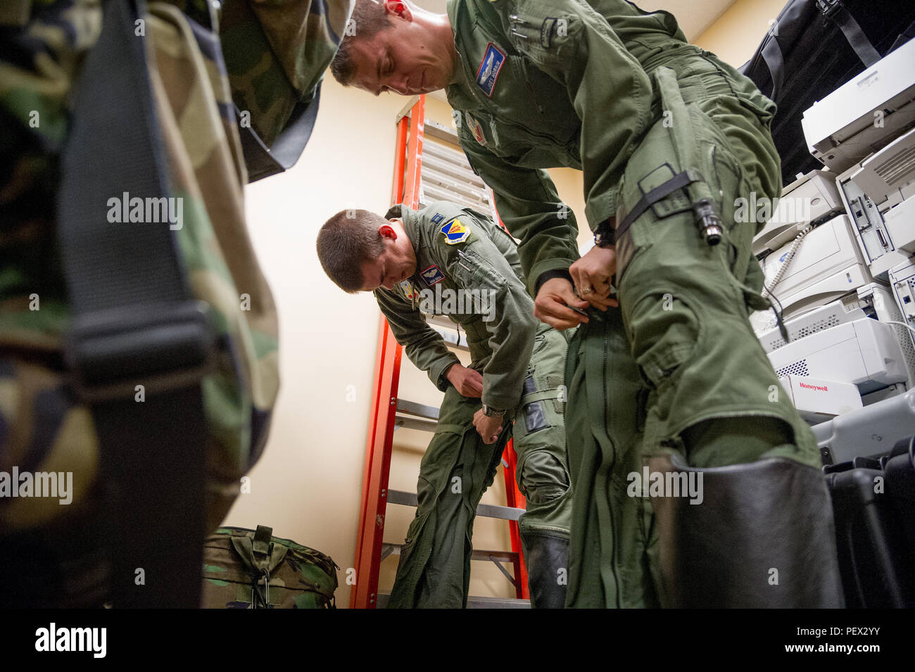 U.S. Air Force Capts. Adam Cribb and Joseph Morrin, pilots, 354th ...