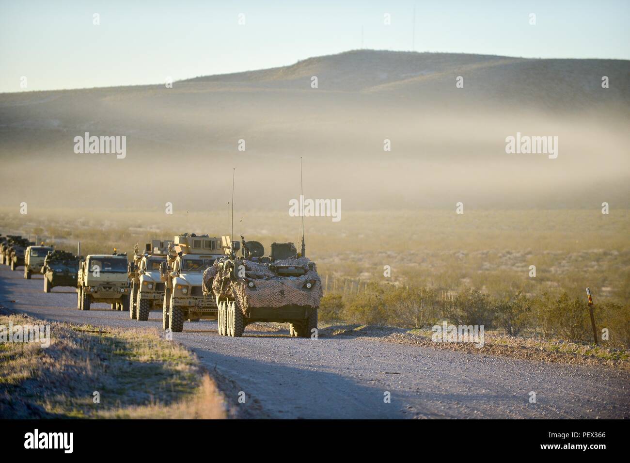 Vehicles from 3rd Cavalry Regiment move in a convoy at the National ...
