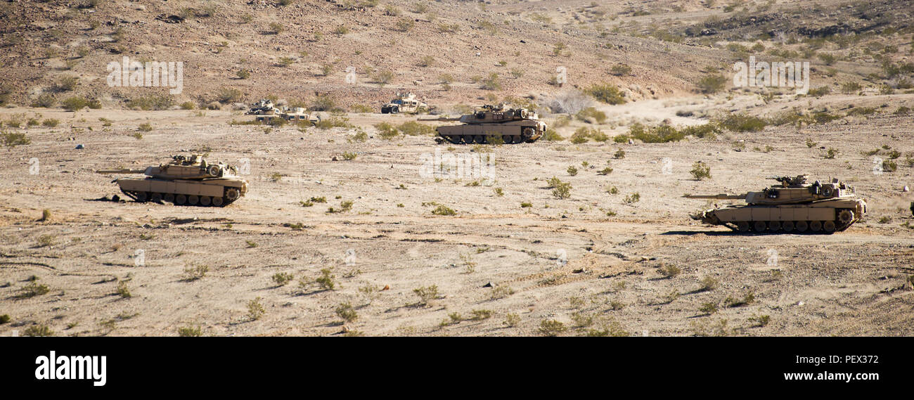U.S. Marine M1A1 Abrams main battle tanks await orders while ...