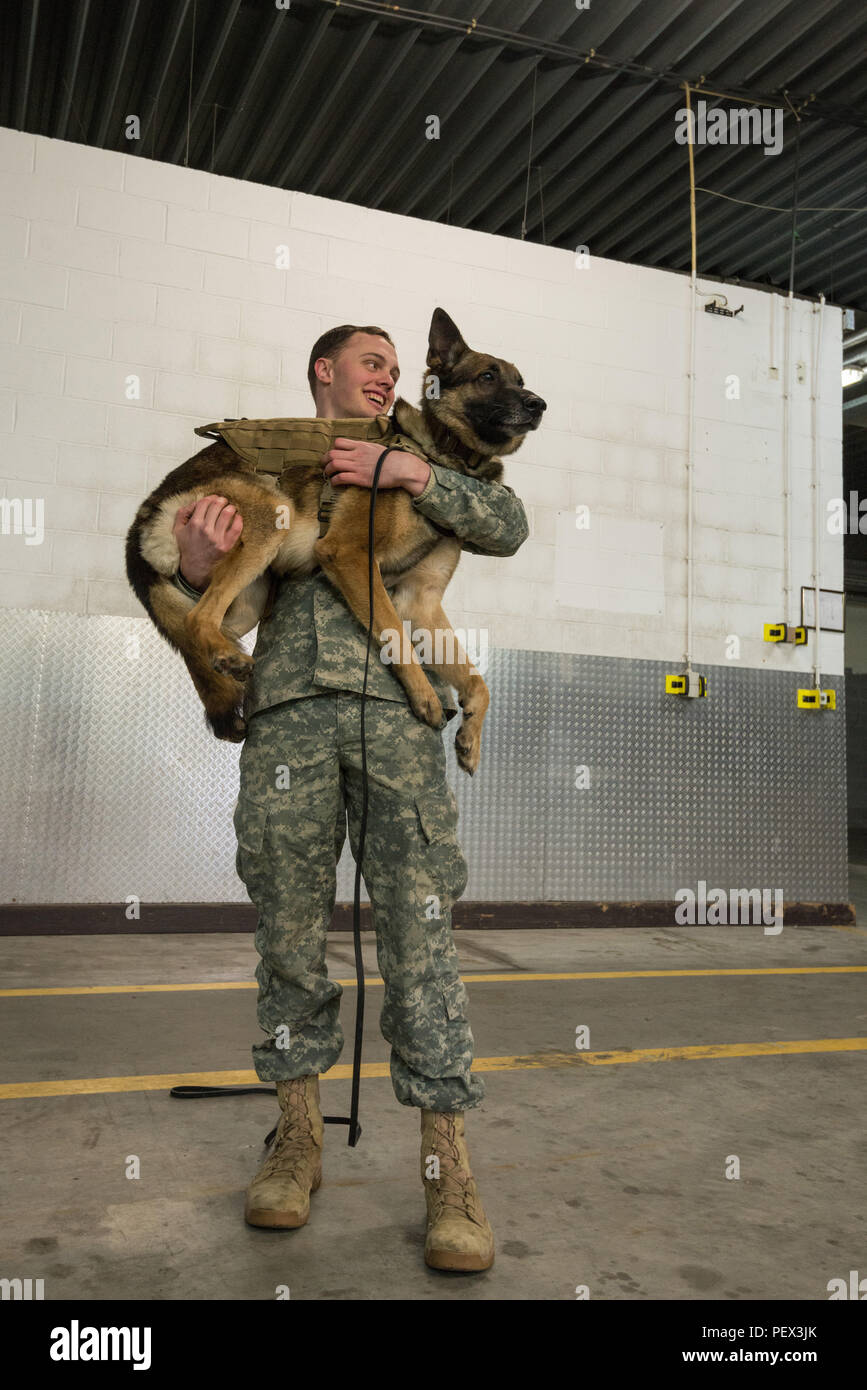 U.S. Army Pfc. Eli Beal, with 100th Military Working Dog (MWD ...