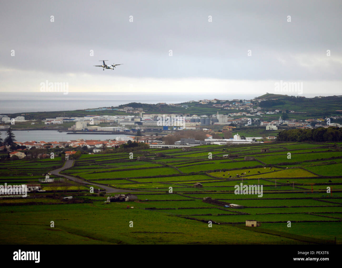 A commercial aircraft lands at Lajes Field, Azores, Feb. 7, 2016. The ...