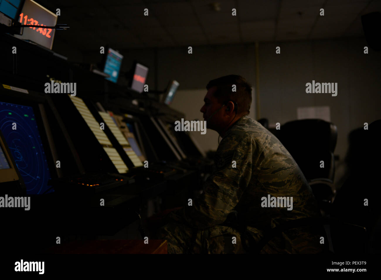 An air traffic control watch supervisor at Lajes Field, Azores ...
