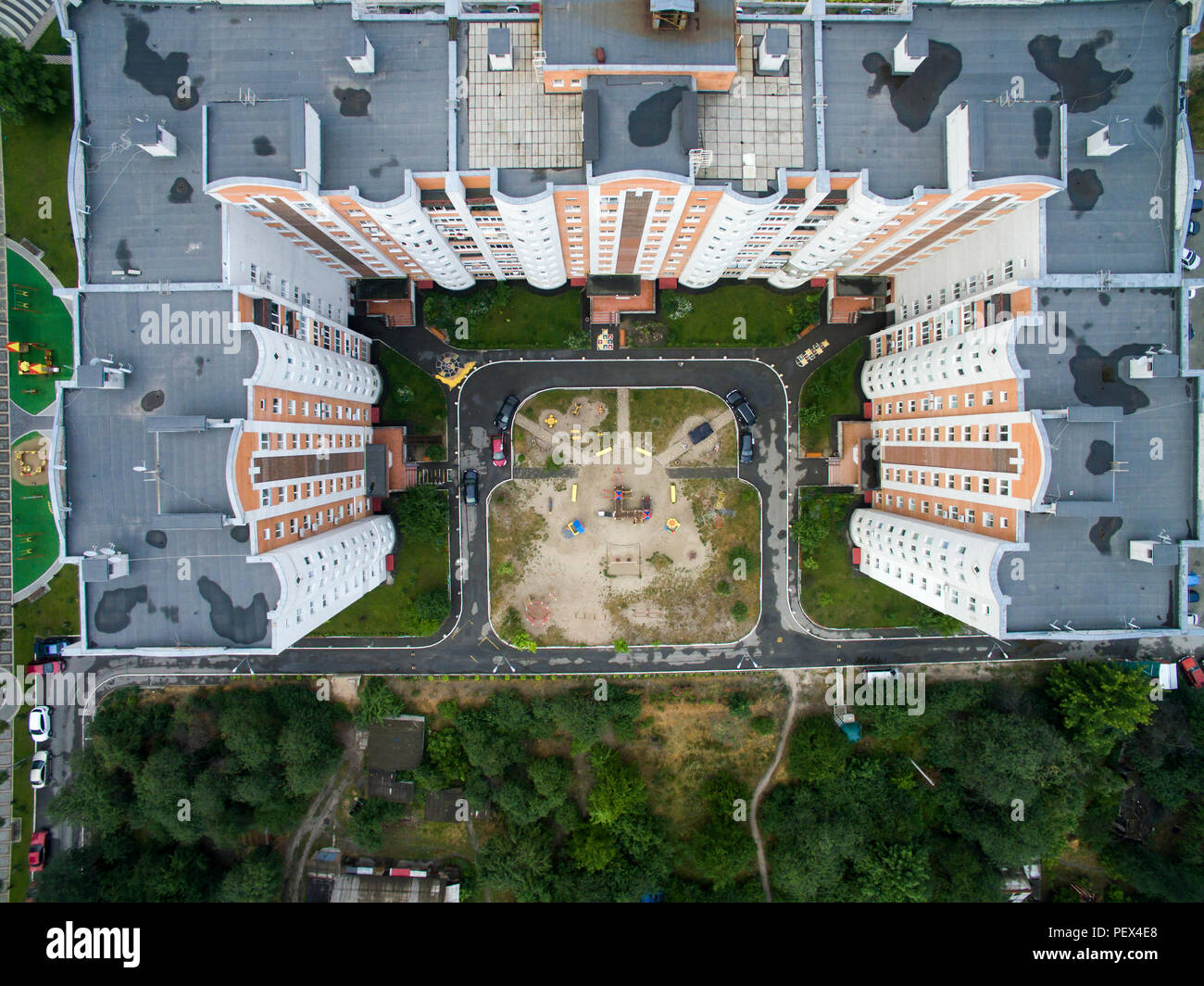 urban courtyard, high-rise building, top view Stock Photo - Alamy