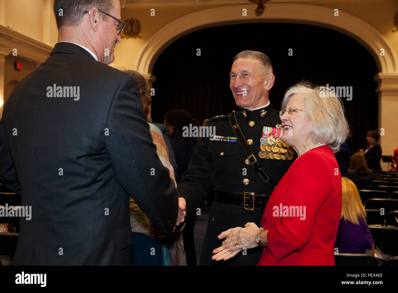 U.S. Marines and guests attend U.S. Marine Corps Maj. Gen. Michael R ...