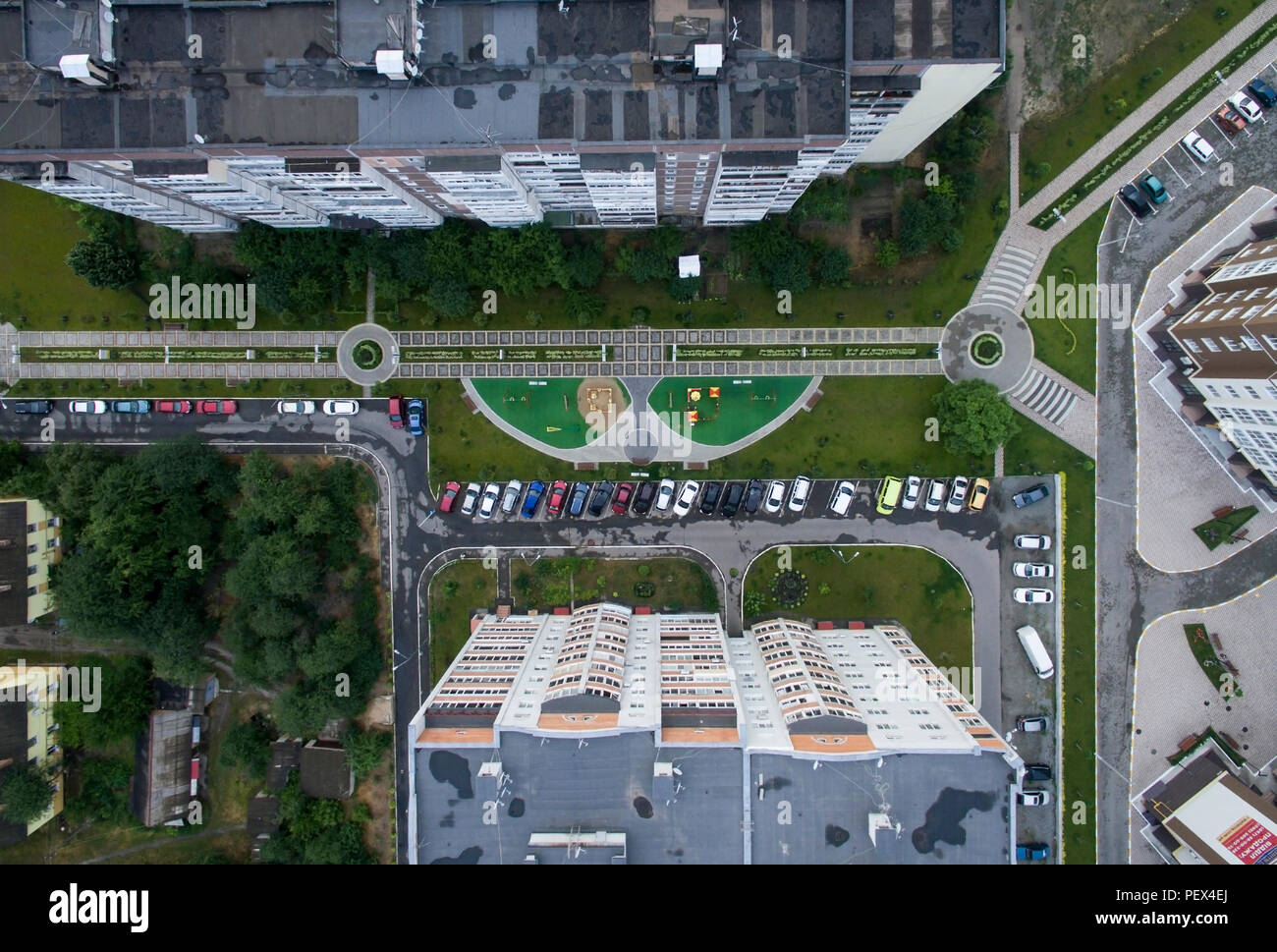 urban courtyard, high-rise building, top view Stock Photo - Alamy