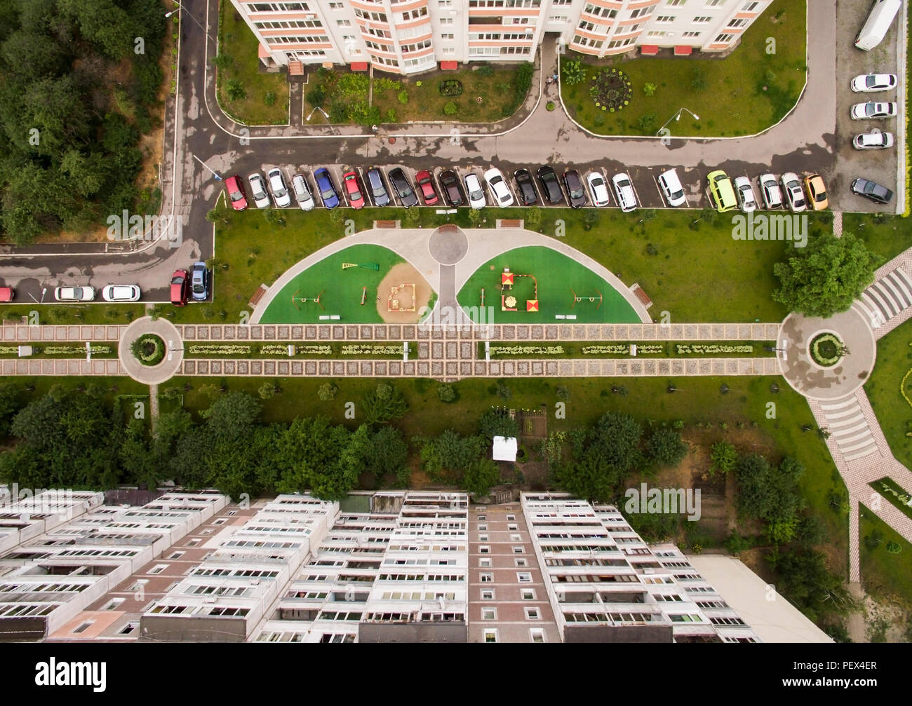 urban courtyard, high-rise building, top view Stock Photo - Alamy