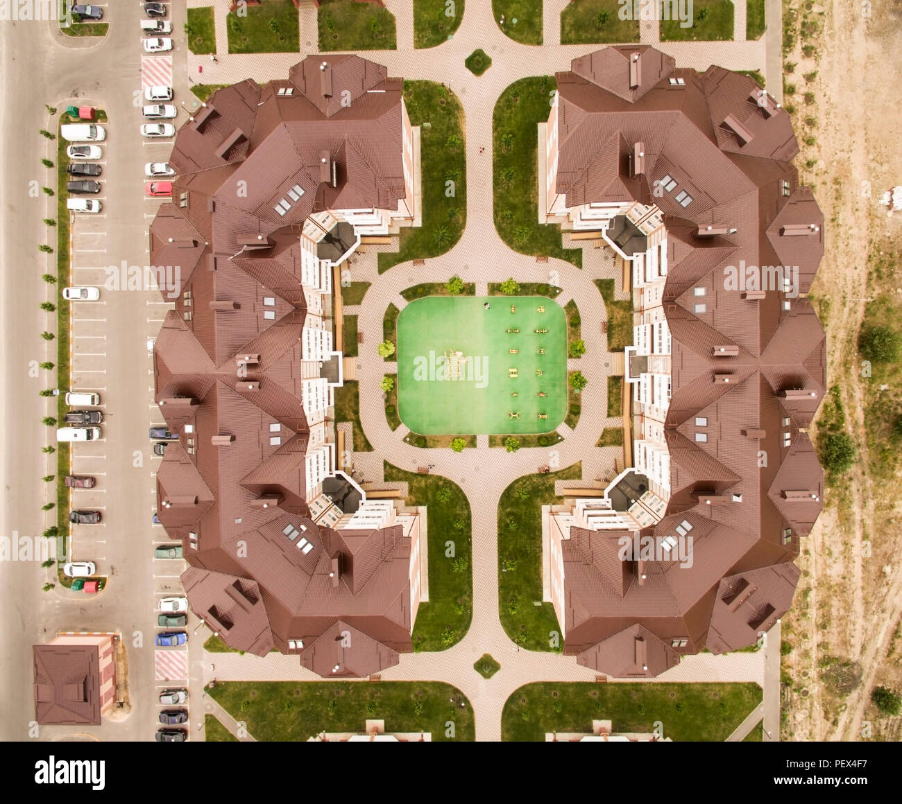 urban courtyard, high-rise building, top view Stock Photo - Alamy