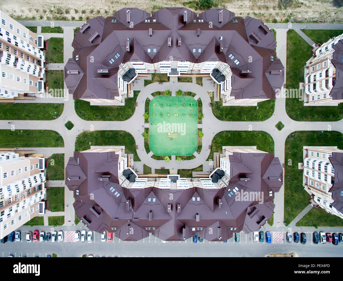 urban courtyard, high-rise building, top view Stock Photo - Alamy
