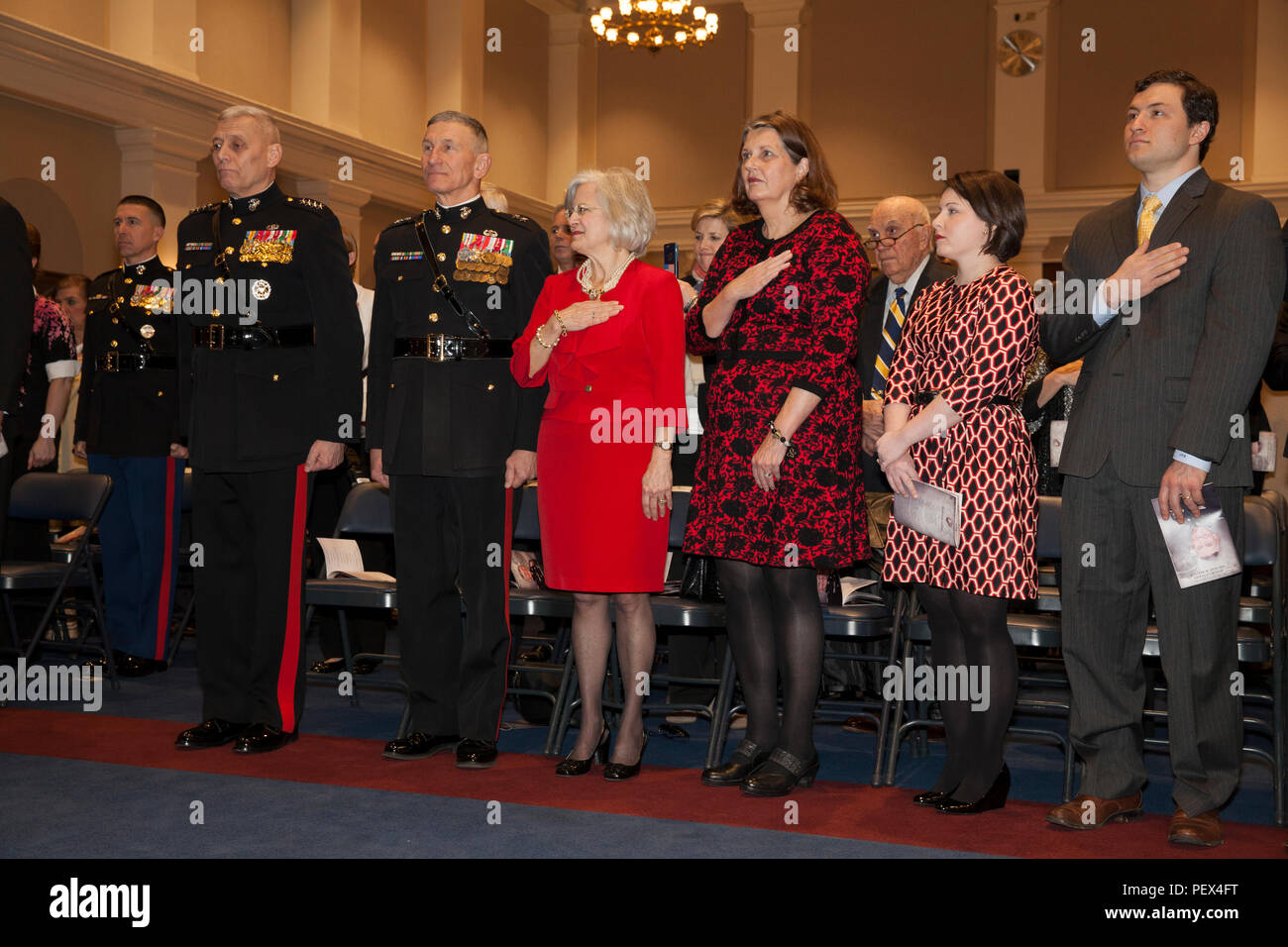 U.S. Marines and guests attend U.S. Marine Corps Maj. Gen. Michael R ...