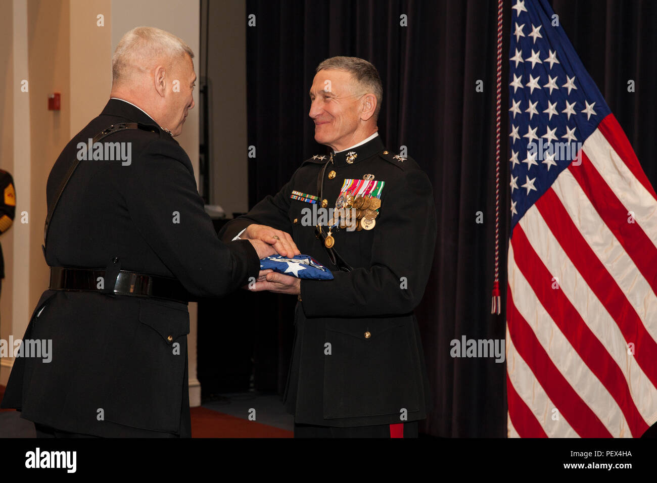 U.S. Marines and guests attend U.S. Marine Corps Maj. Gen. Michael R ...