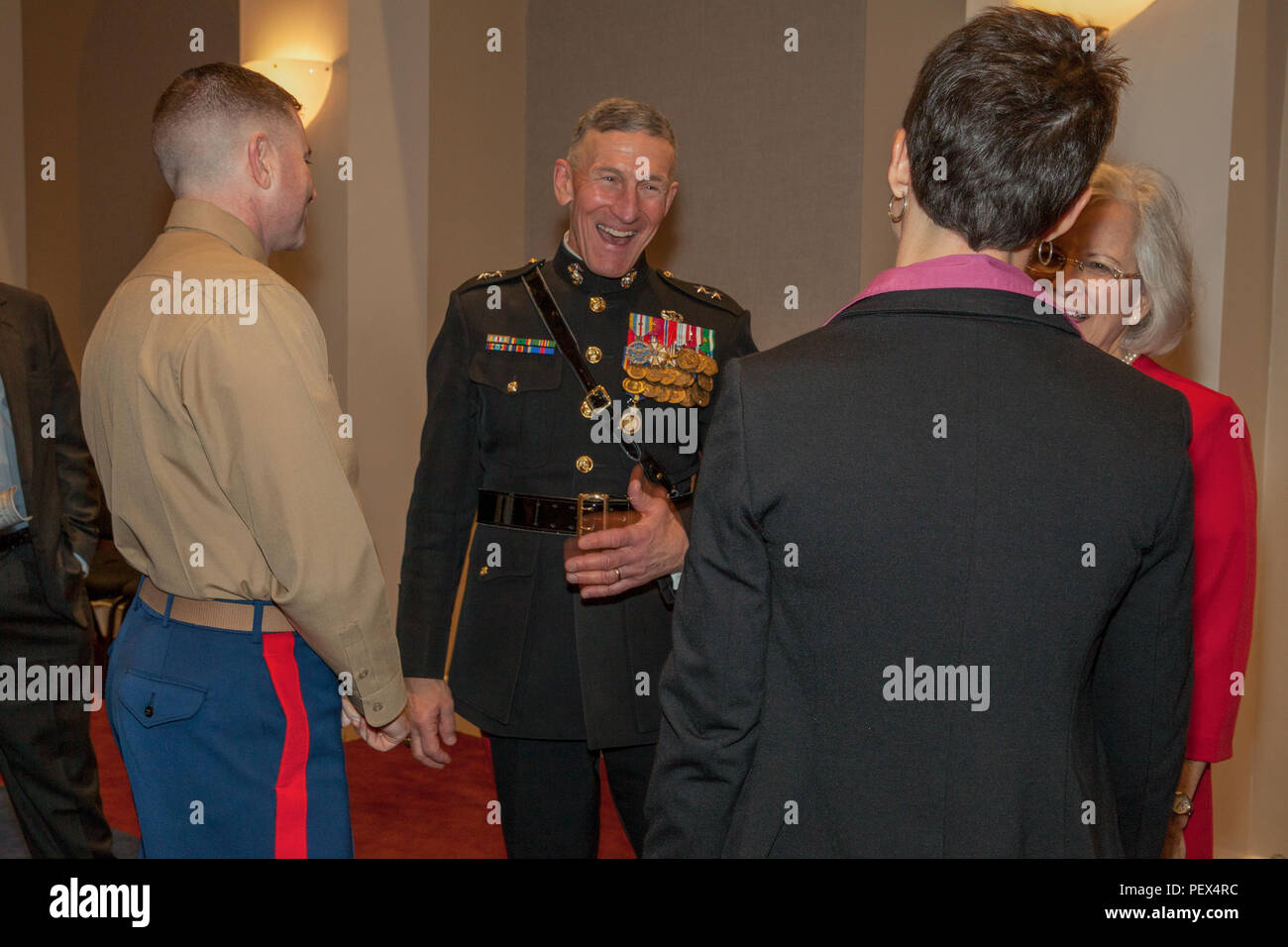 U.S. Marines and guests attend U.S. Marine Corps Maj. Gen. Michael R ...