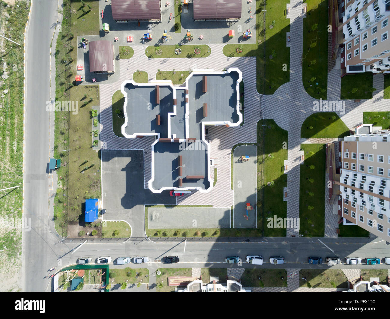 urban courtyard, high-rise building, top view Stock Photo - Alamy