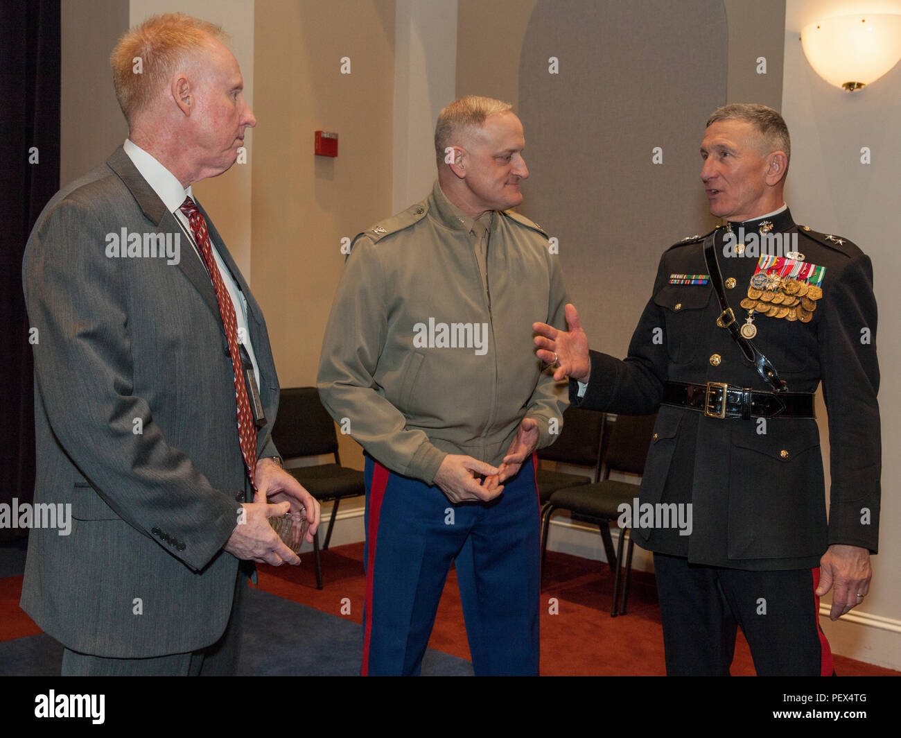 U.S. Marines and guests attend U.S. Marine Corps Maj. Gen. Michael R ...