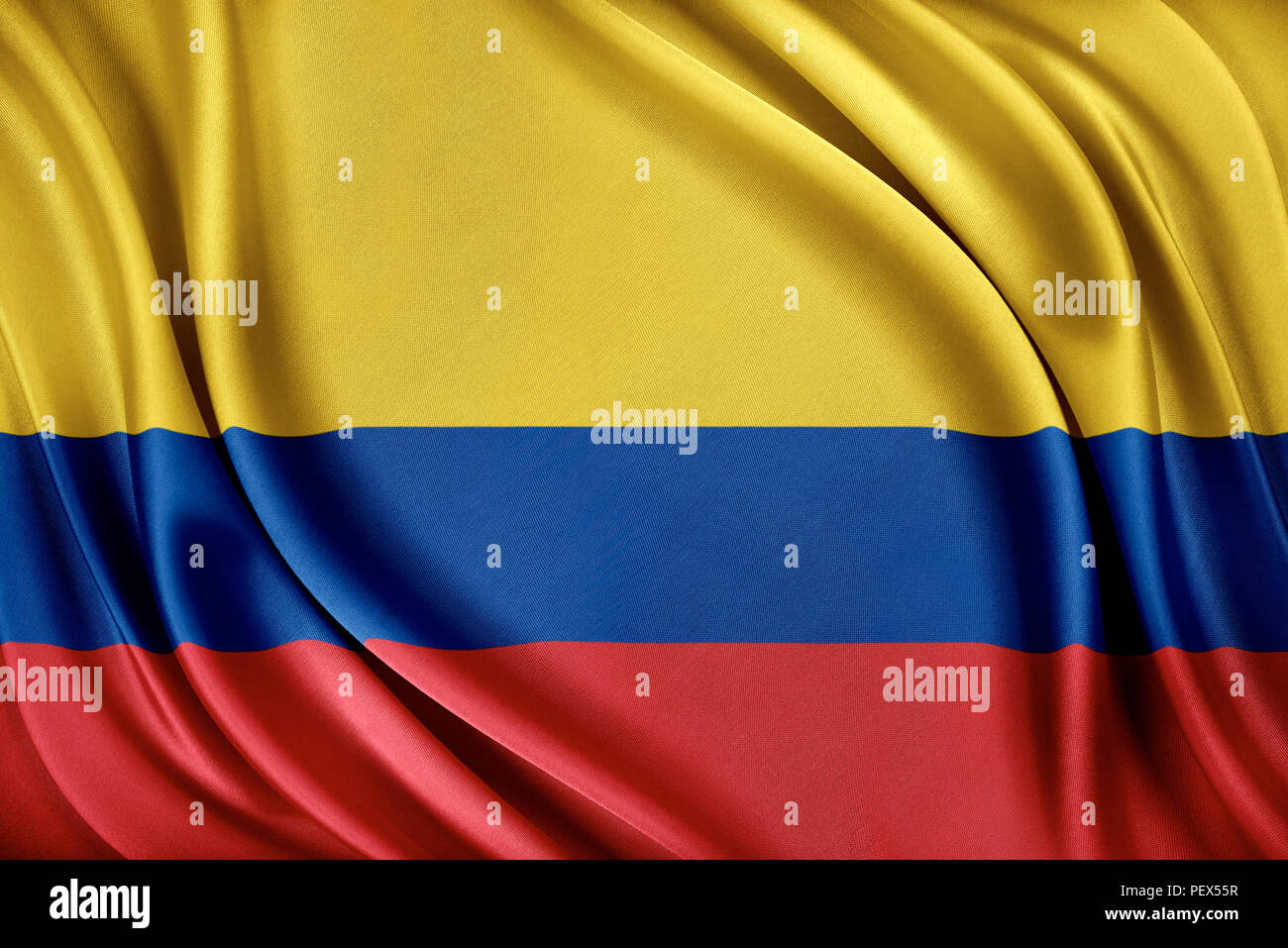 Colombia flag. Flag with a glossy silk texture Stock Photo - Alamy