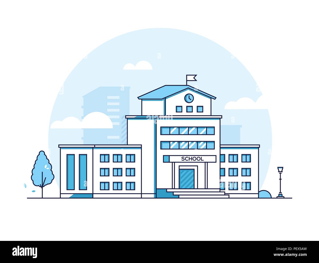 Color modern school building hi-res stock photography and images - Alamy