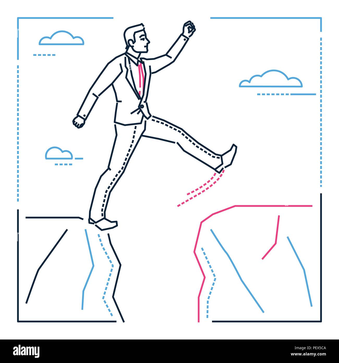 Determined businessman - line design style isolated illustration Stock ...