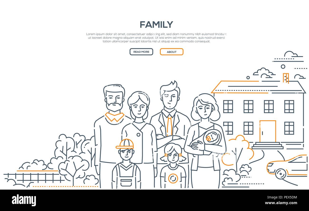 Family - line design style banner with place for text Stock Vector ...