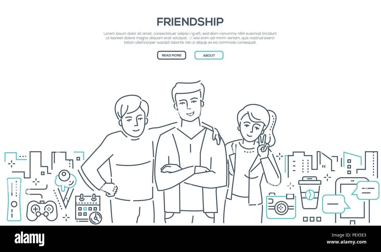 Friendship - line design style banner with place for text Stock Vector ...