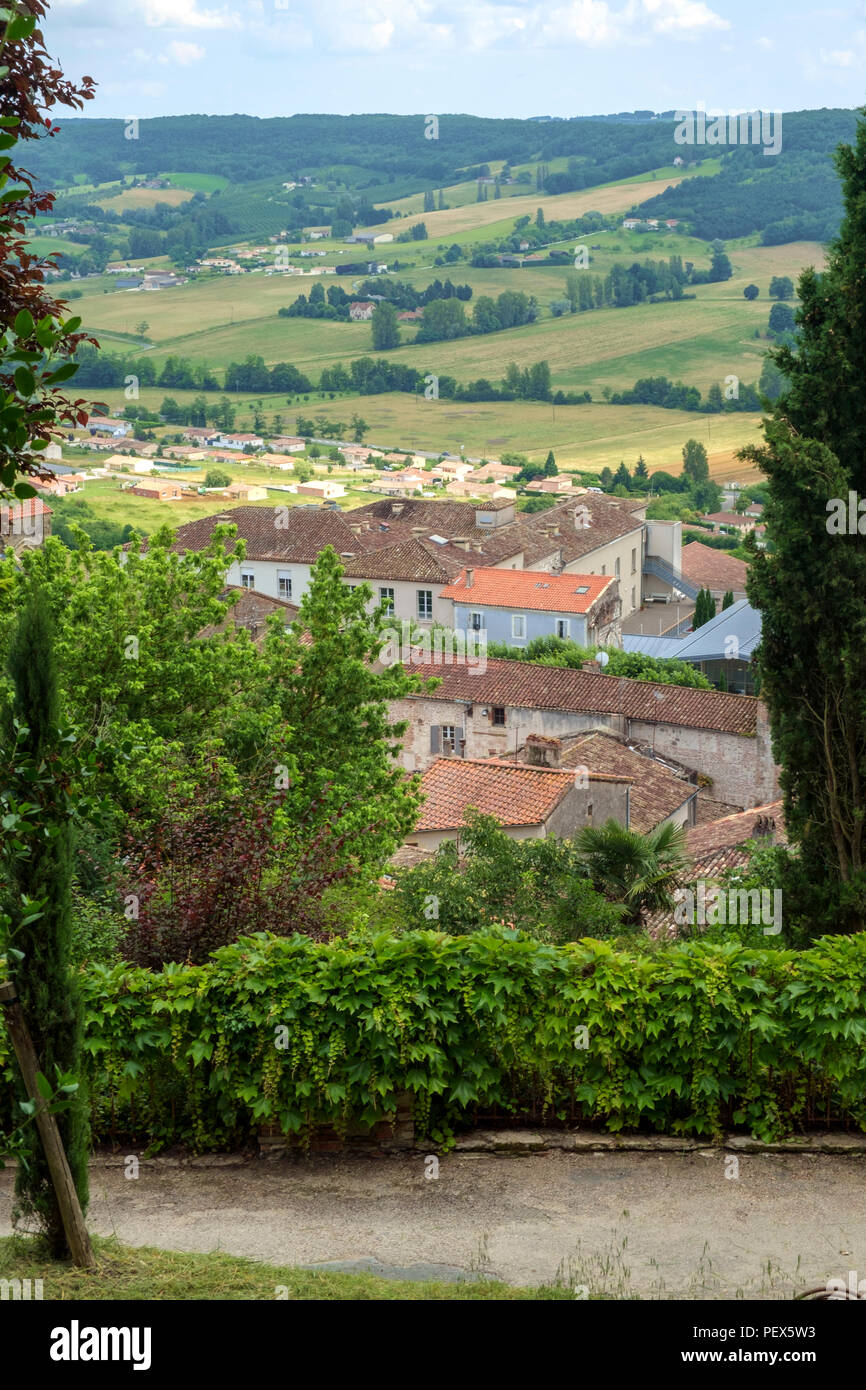 Rustic rooftops and rural countryside views in hilltop medieval Penne d ...