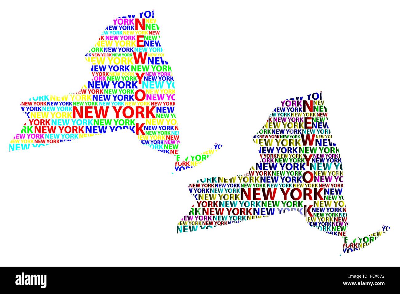 Sketch New York (United States of America) letter text map, New York ...