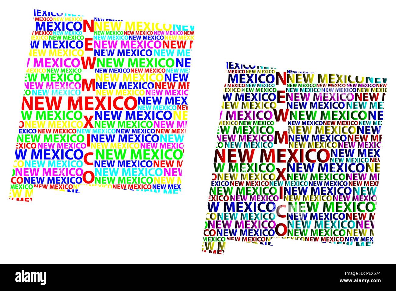 Sketch New Mexico (United States of America) letter text map, New ...