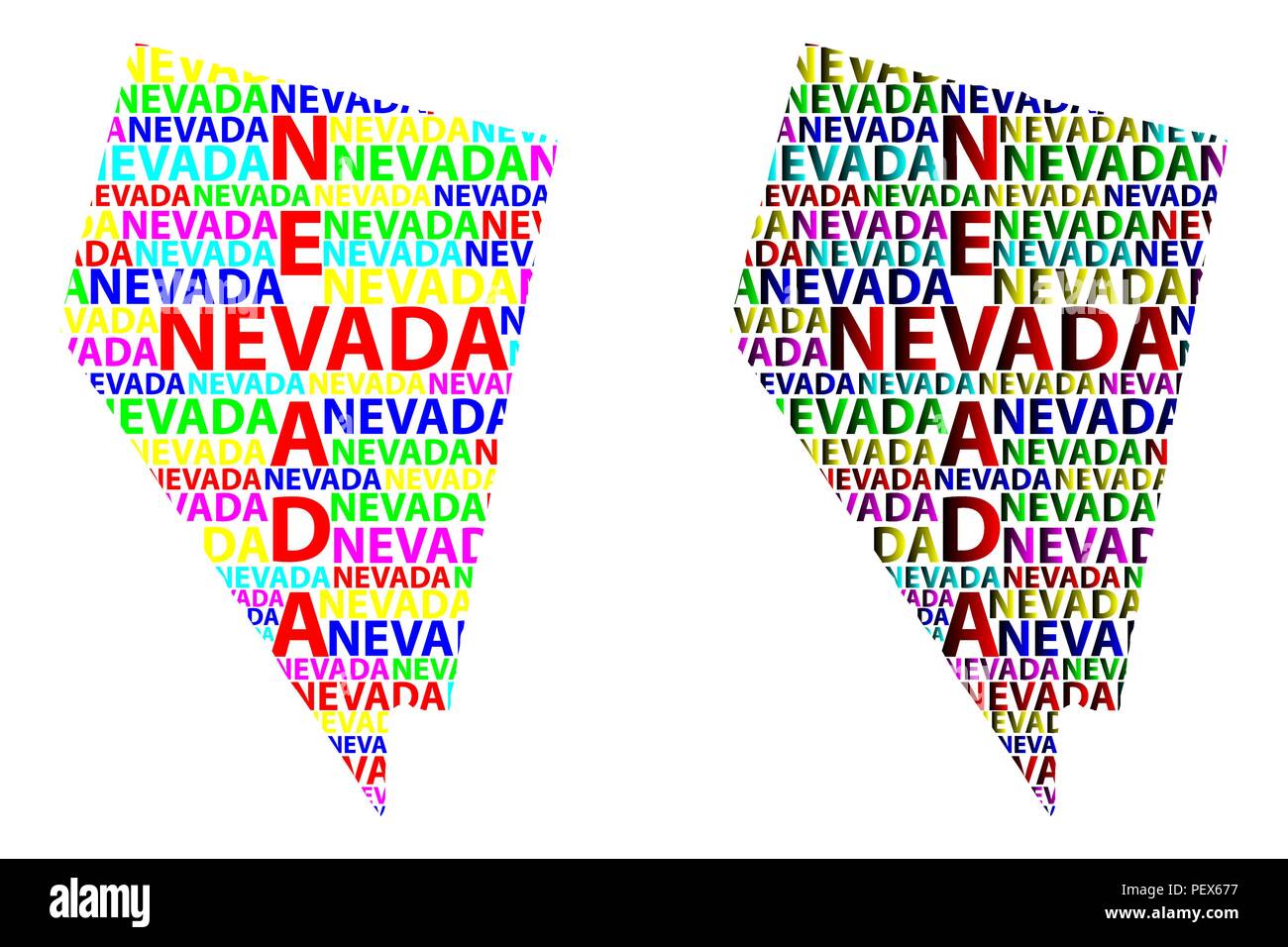 Sketch Nevada (United States of America) letter text map, Nevada map ...