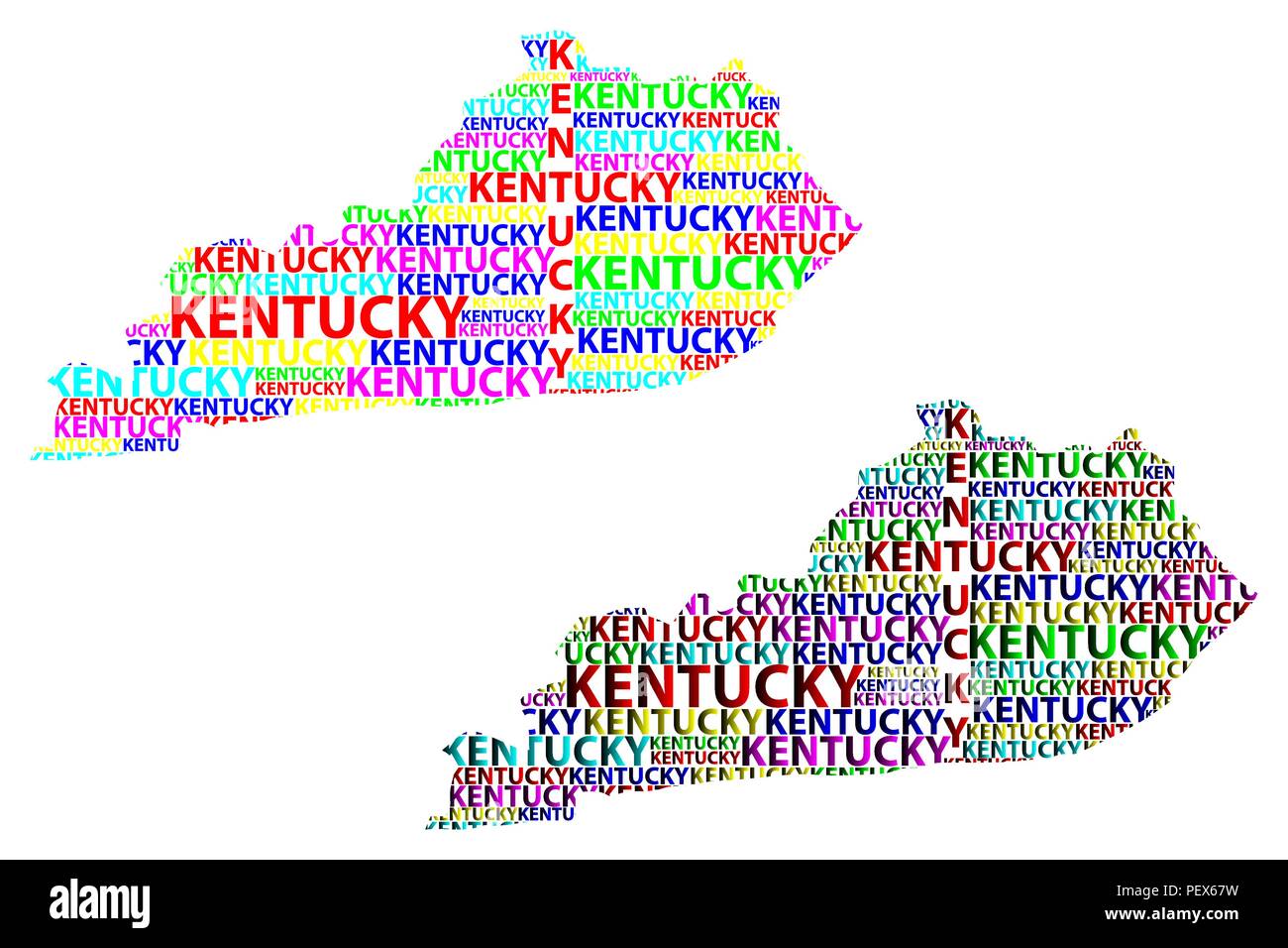 Sketch Kentucky (United States of America) letter text map, Kentucky ...