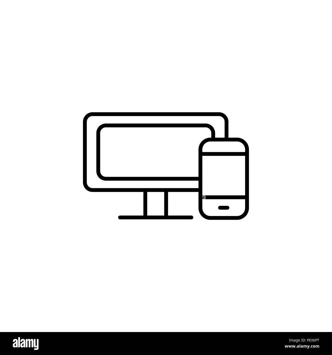 Monitor and phone icon. vector illustration black on white background ...
