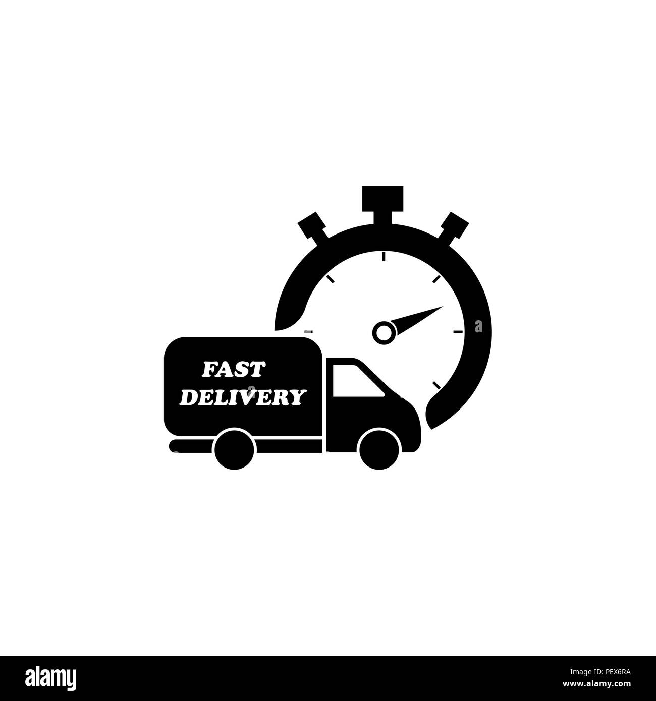Fast delivery icon (silhouette). shipping truck black on white ...