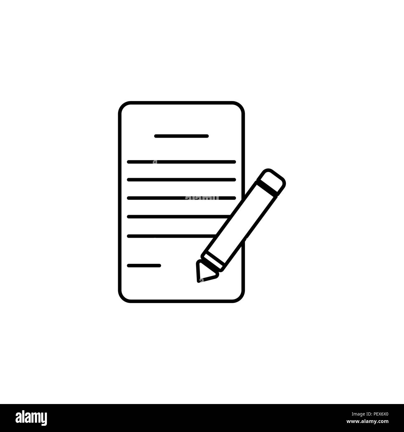 Writing pad and pen line icon. vector illustration Stock Vector Image ...
