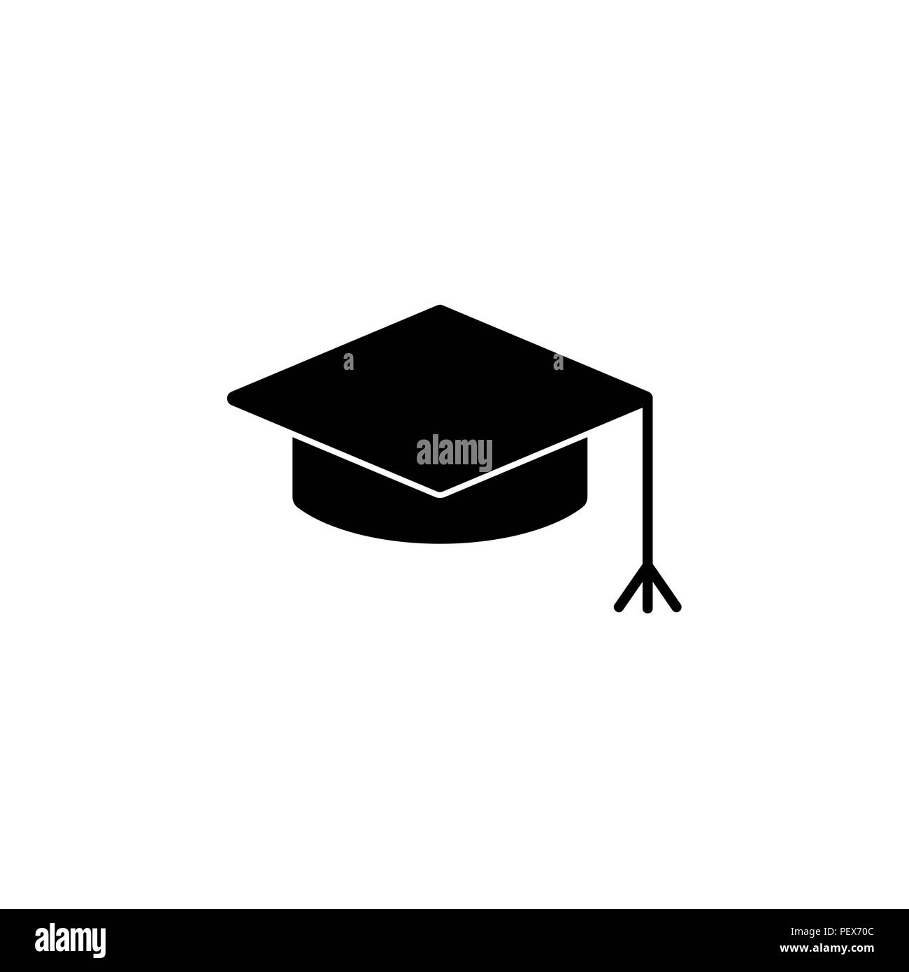 Graduation hat cap icon. vector illustration black on white background ...