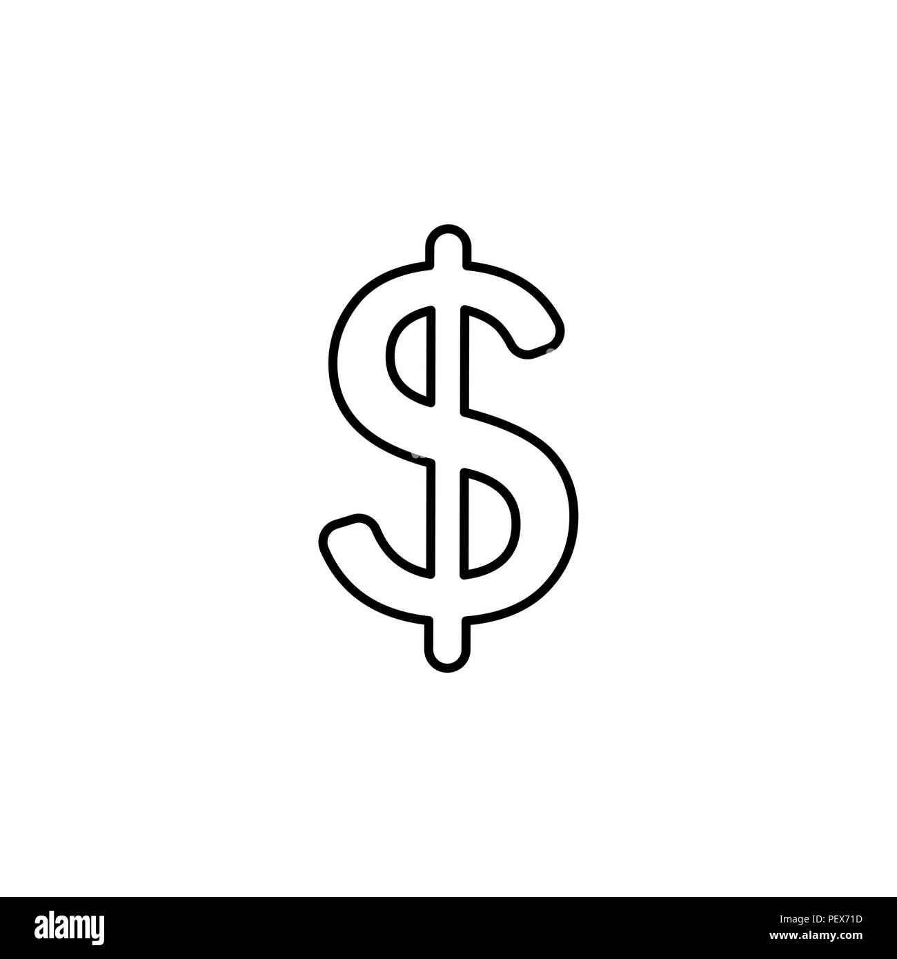 Flat dollar line icon. black on white background Stock Vector Image ...