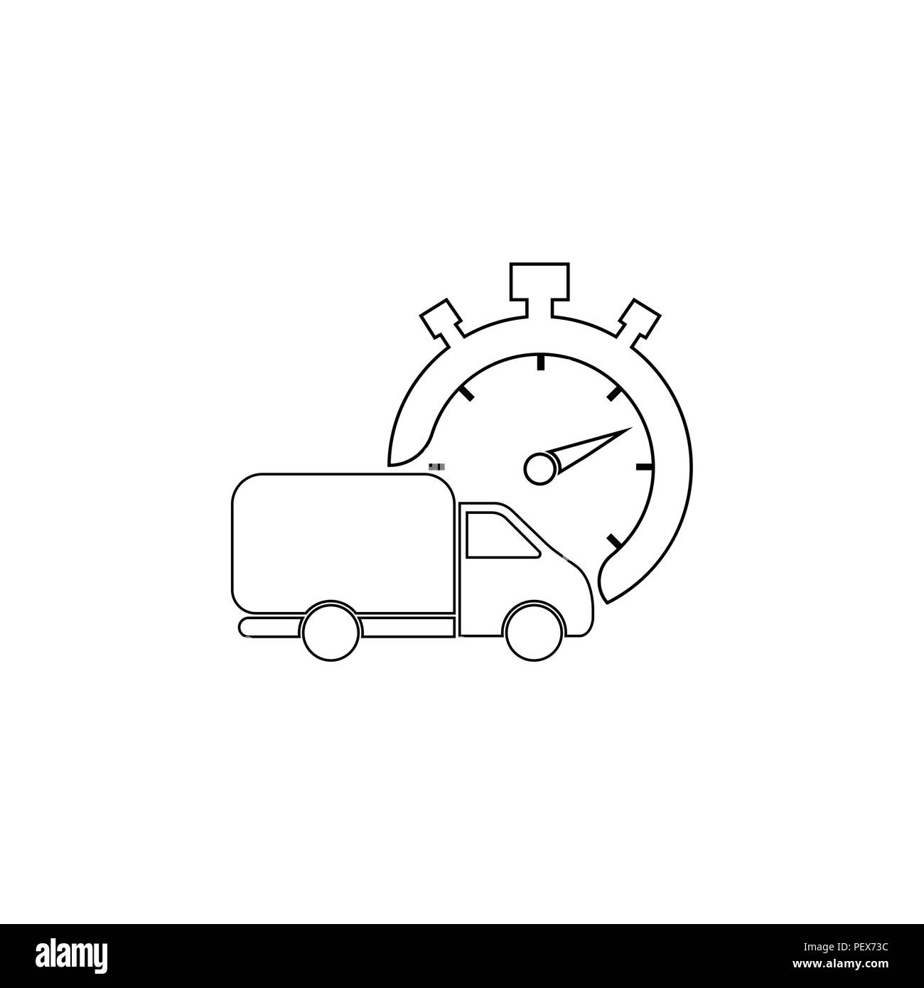 Fast delivery line icon. shipping truck. black on white background ...