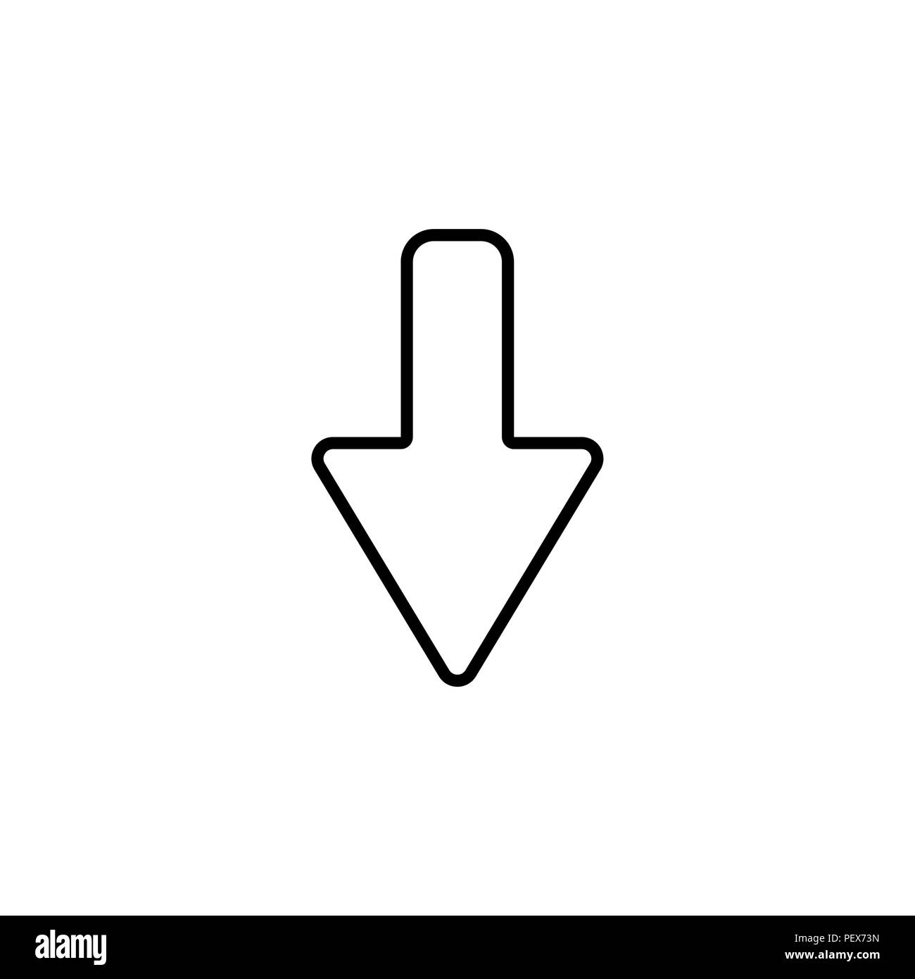 Arrow down line icon black on white background Stock Vector Image & Art ...