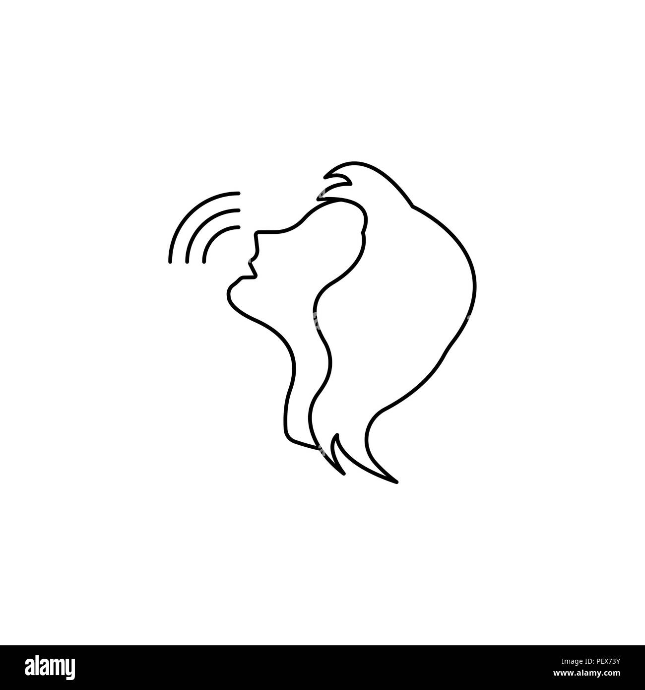 Voice command control line icon. person talking line icon Stock Vector ...