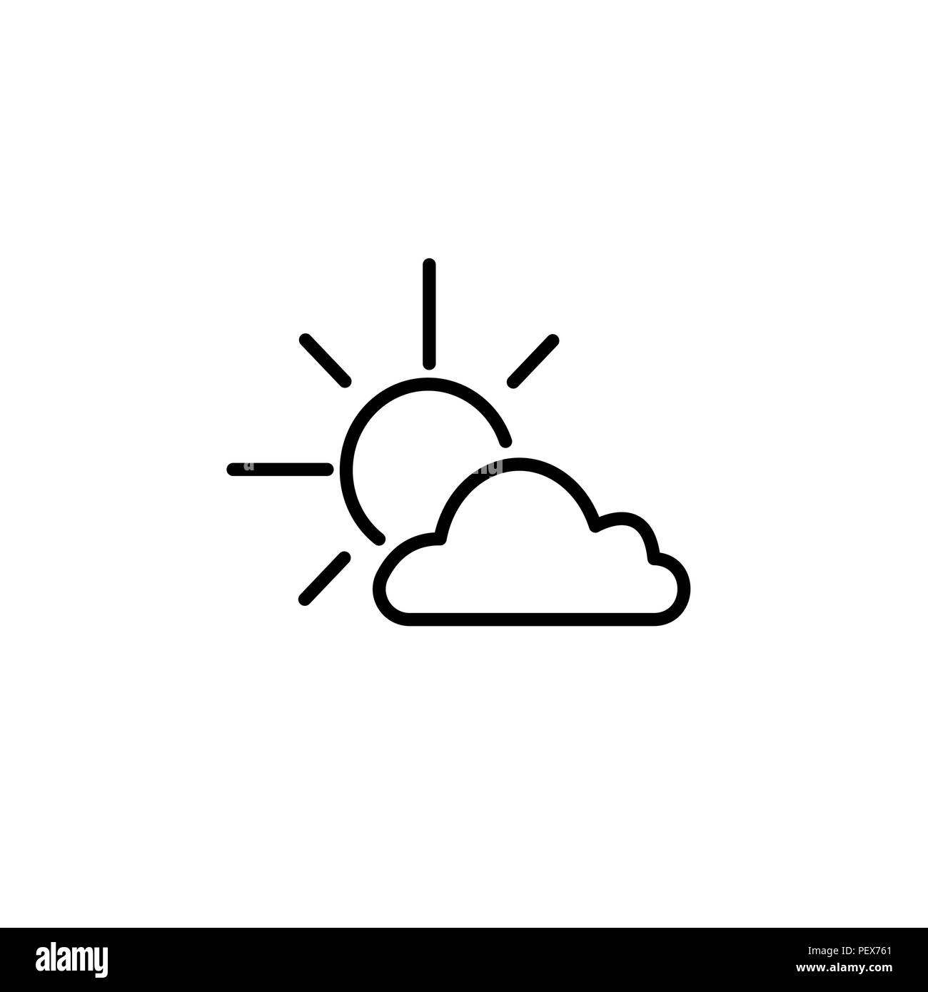 Sun cloud icon. vector illustration black on white background Stock ...