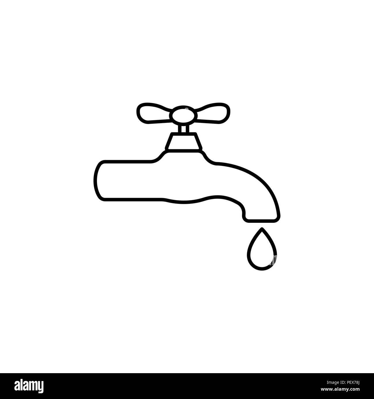 Water tap vector line icon black on white background Stock Vector Image ...