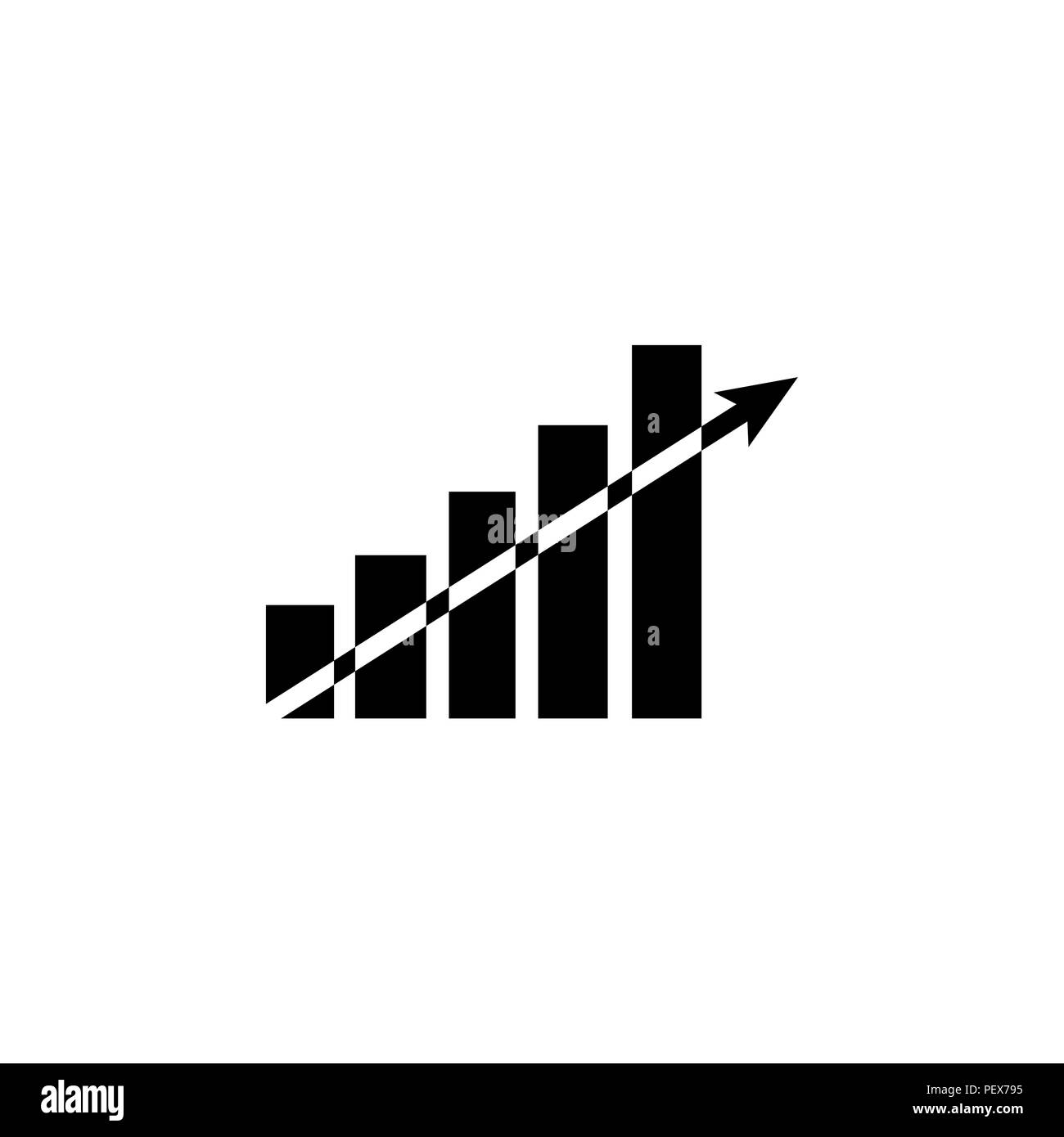 Vector growing graph icon black on white background Stock Vector Image ...