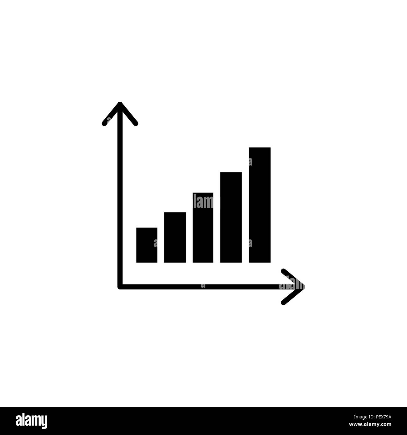 Vector growing graph icon black on white background Stock Vector Image ...