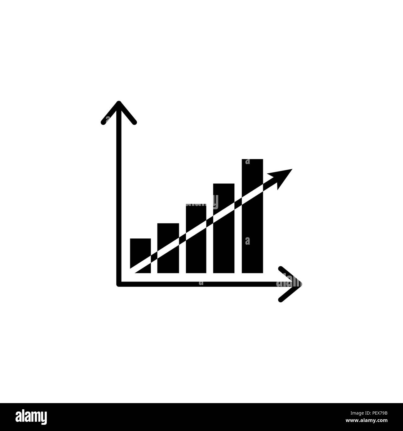 Vector growing graph icon black on white background Stock Vector Image ...