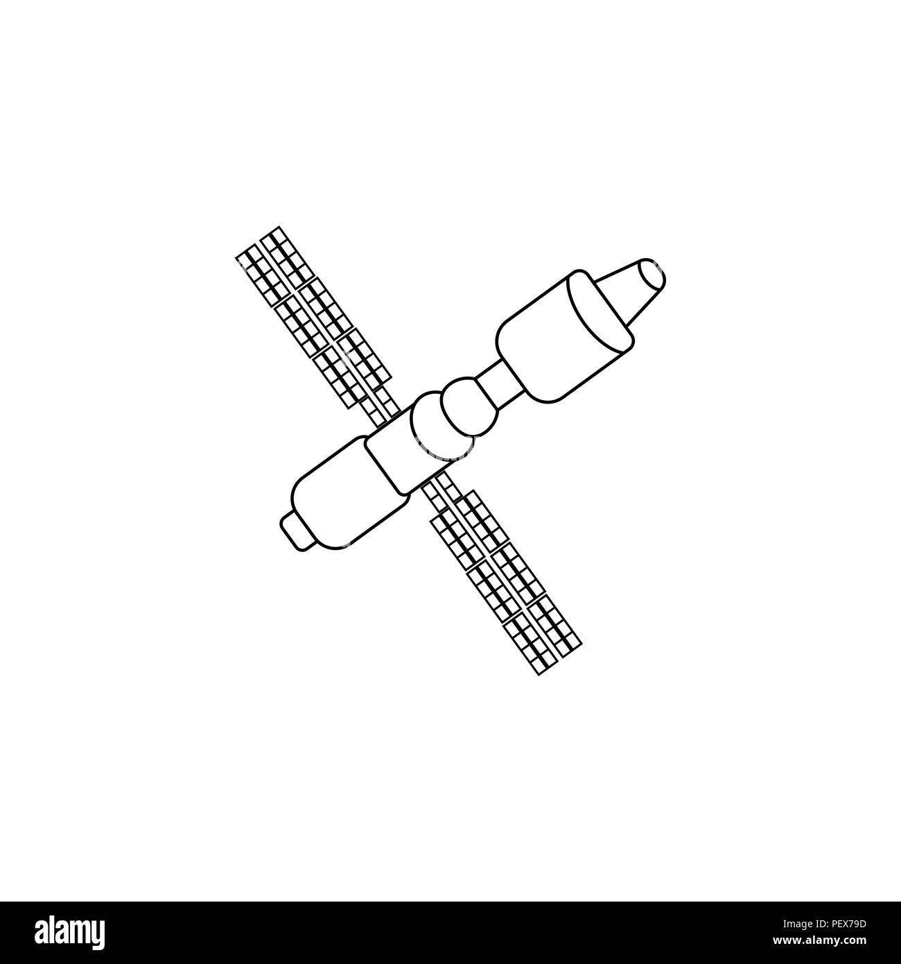 Satellite sign line icon, vector illustration. black on white ...