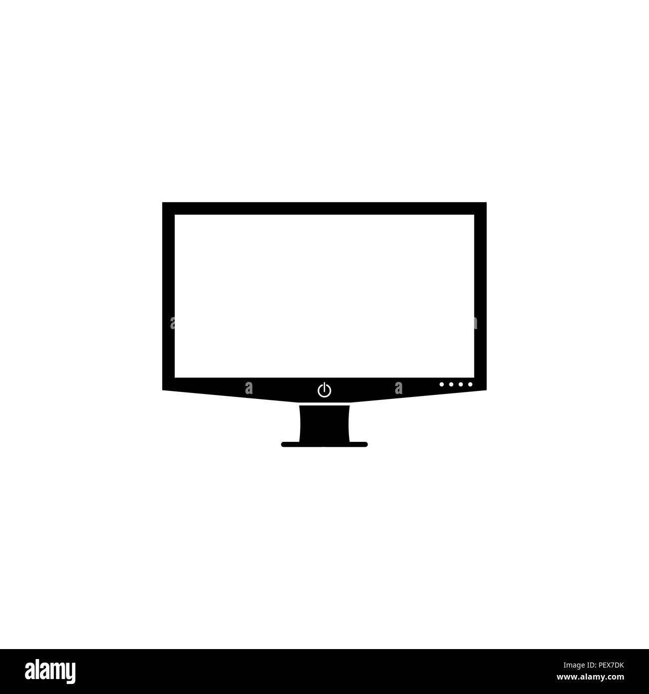 Vector Desktop Computer Icon black on white background Stock Vector ...