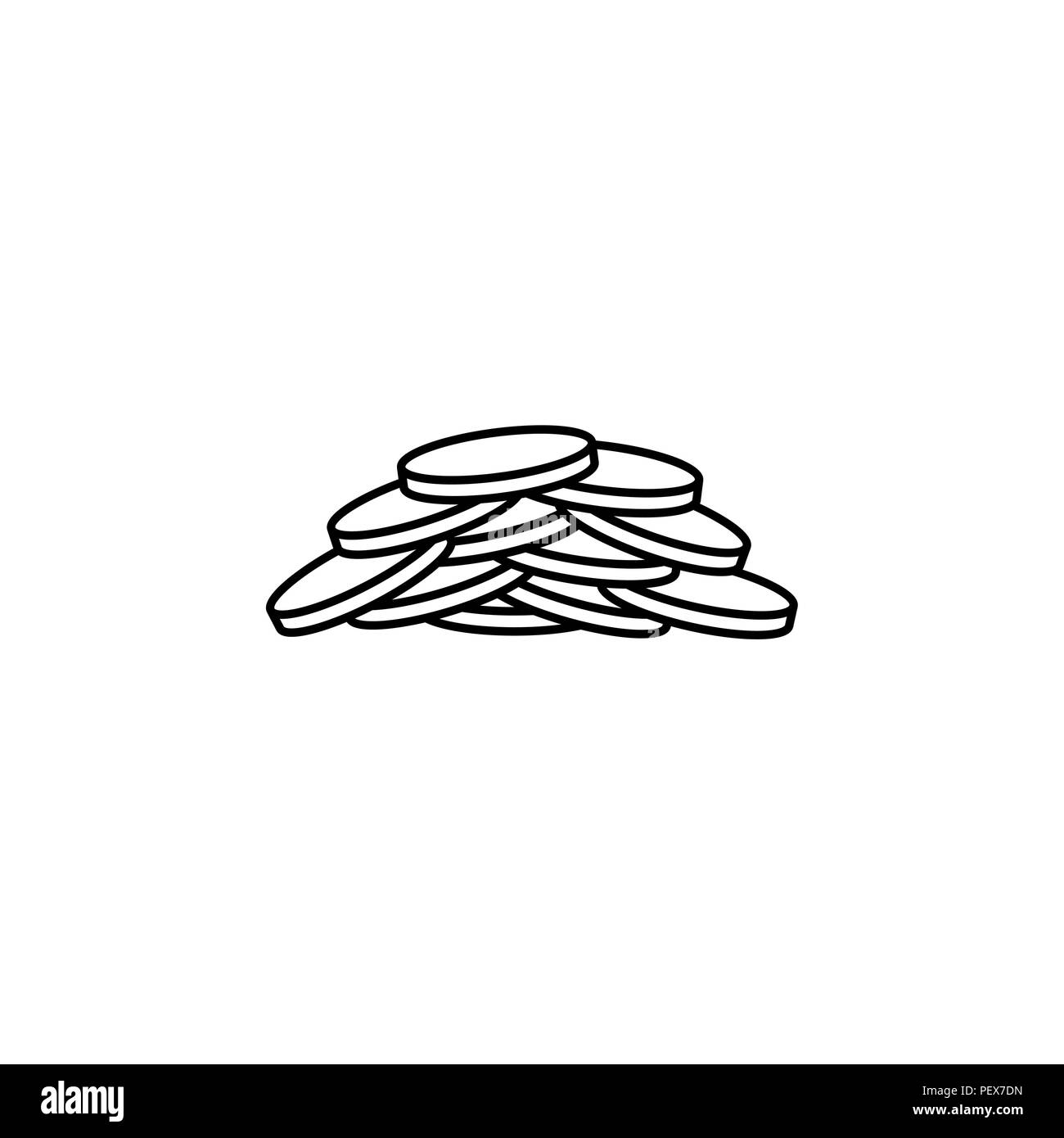 Pile of coins.Vector illustration of financial success. Line icon Stock ...