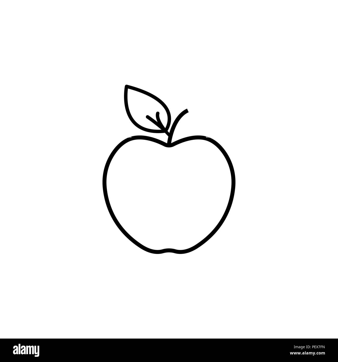Apple line Icon. vector illustration black on white background Stock ...