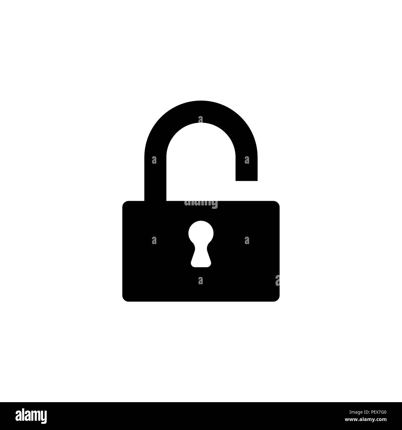 open lock icon, vector illustration black on white background Stock ...