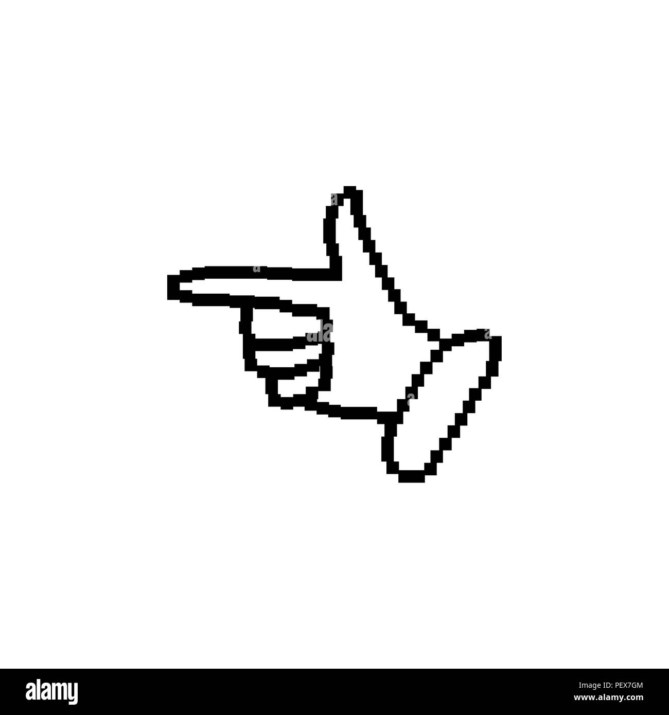 Pixel hand vector icon black on white background Stock Vector Image ...